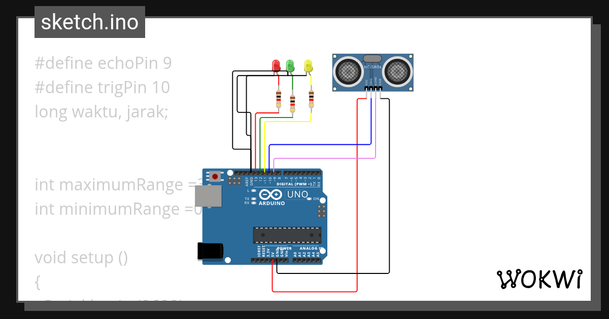 ultrasonik part 2 - Wokwi ESP32, STM32, Arduino Simulator
