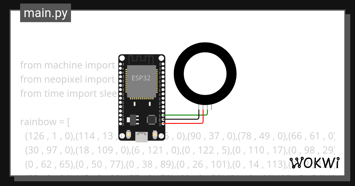 2esp32控制灯带模拟彩虹灯光 Wokwi Esp32 Stm32 Arduino Simulator