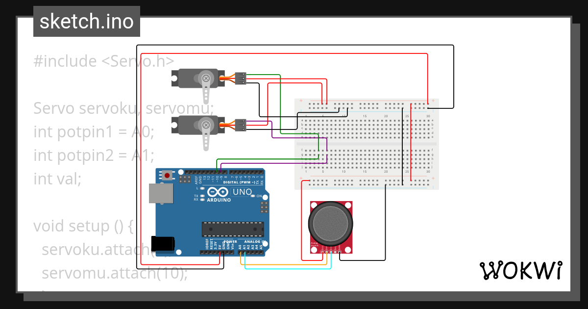 2 Servo 1 Joystick Wokwi Esp32 Stm32 Arduino Simulator 
