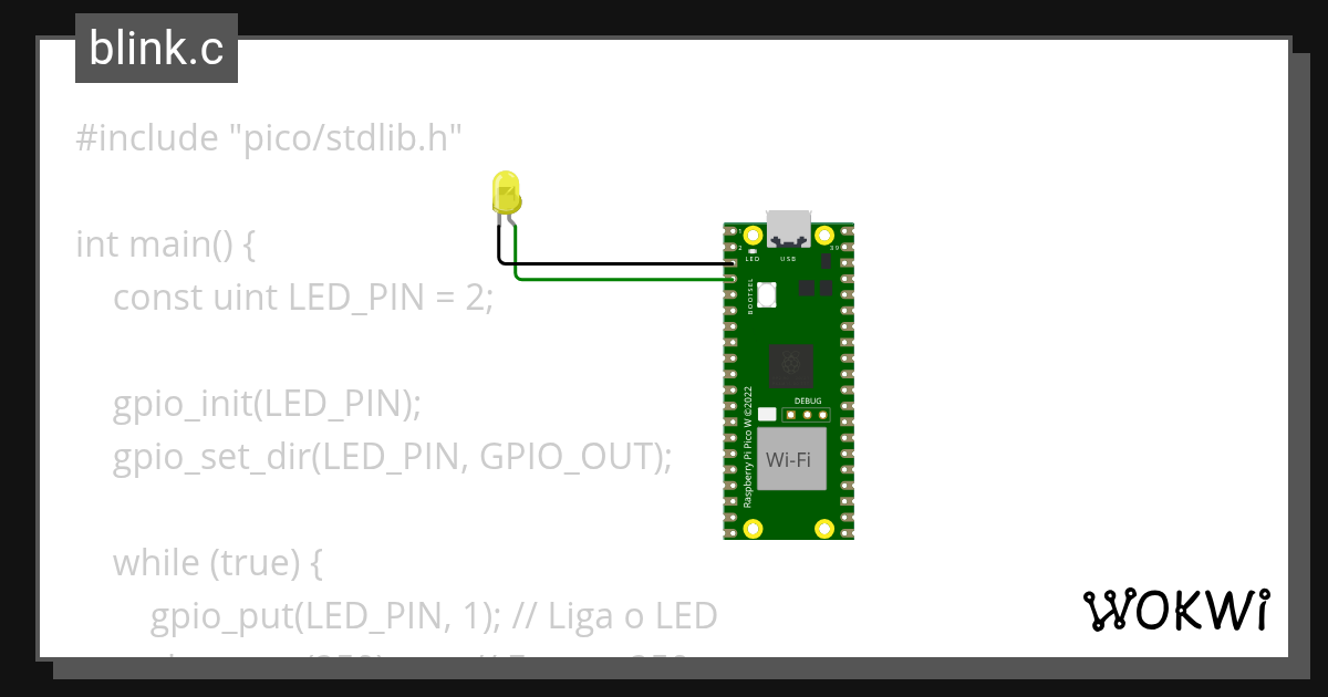 Blink With C - Wokwi ESP32, STM32, Arduino Simulator
