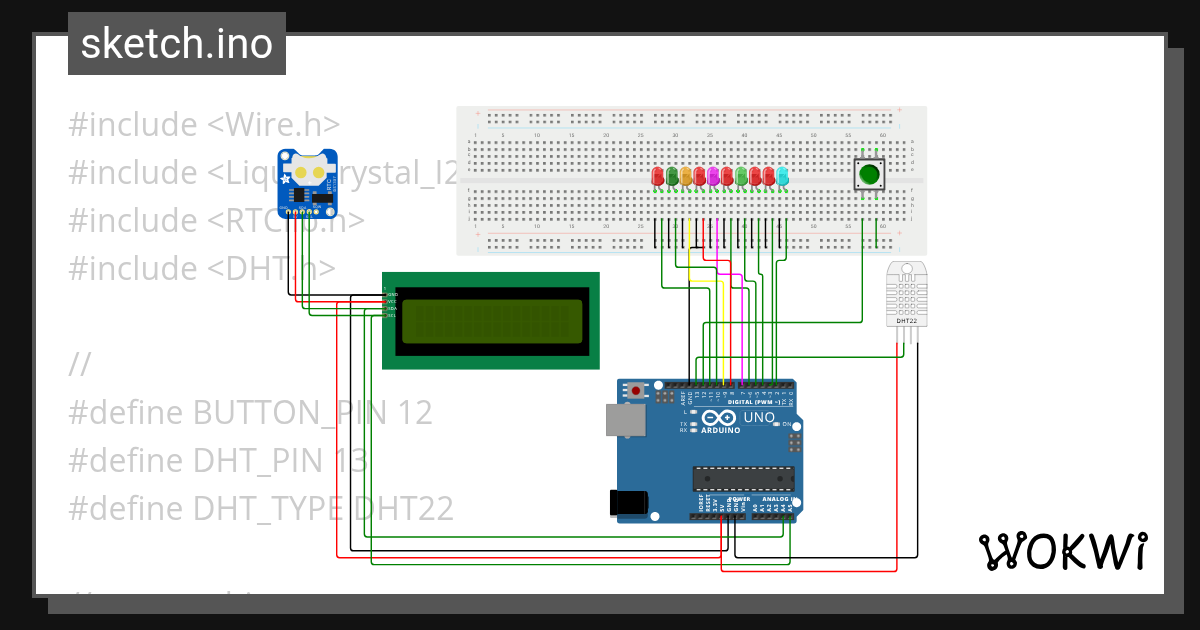 prj17 rtc dht button - Wokwi ESP32, STM32, Arduino Simulator
