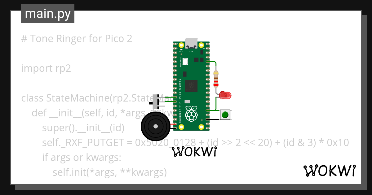Tone Ringer with Pico 2 - Wokwi ESP32, STM32, Arduino Simulator