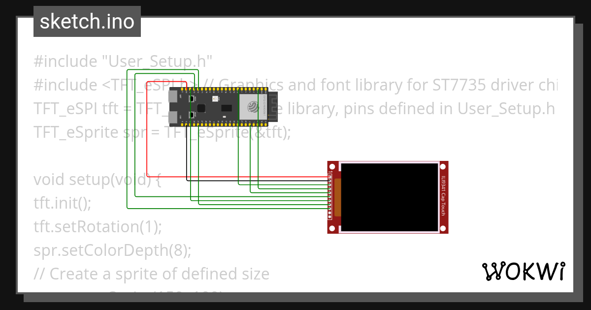 ESP32 ST7735 TFT_eSPI Copy - Wokwi ESP32, STM32, Arduino Simulator ESP32 ST7735 TFT_eSPI Copy - Wokwi ESP32, STM32, Arduino Simulator