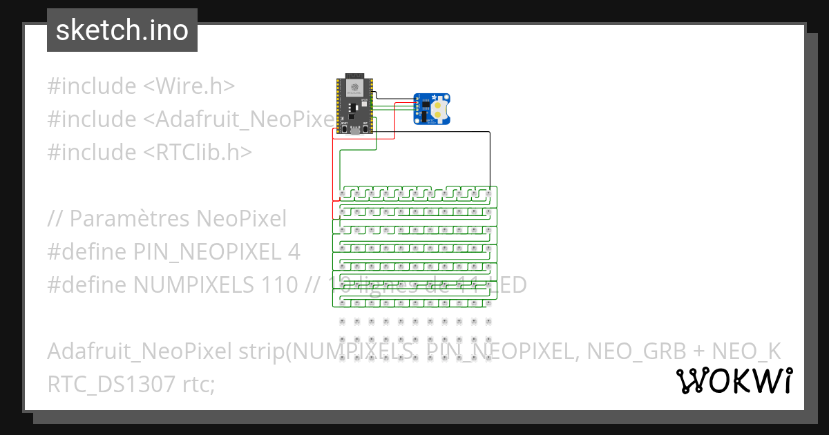 NEOPIX CLOCK FR - Wokwi ESP32, STM32, Arduino Simulator