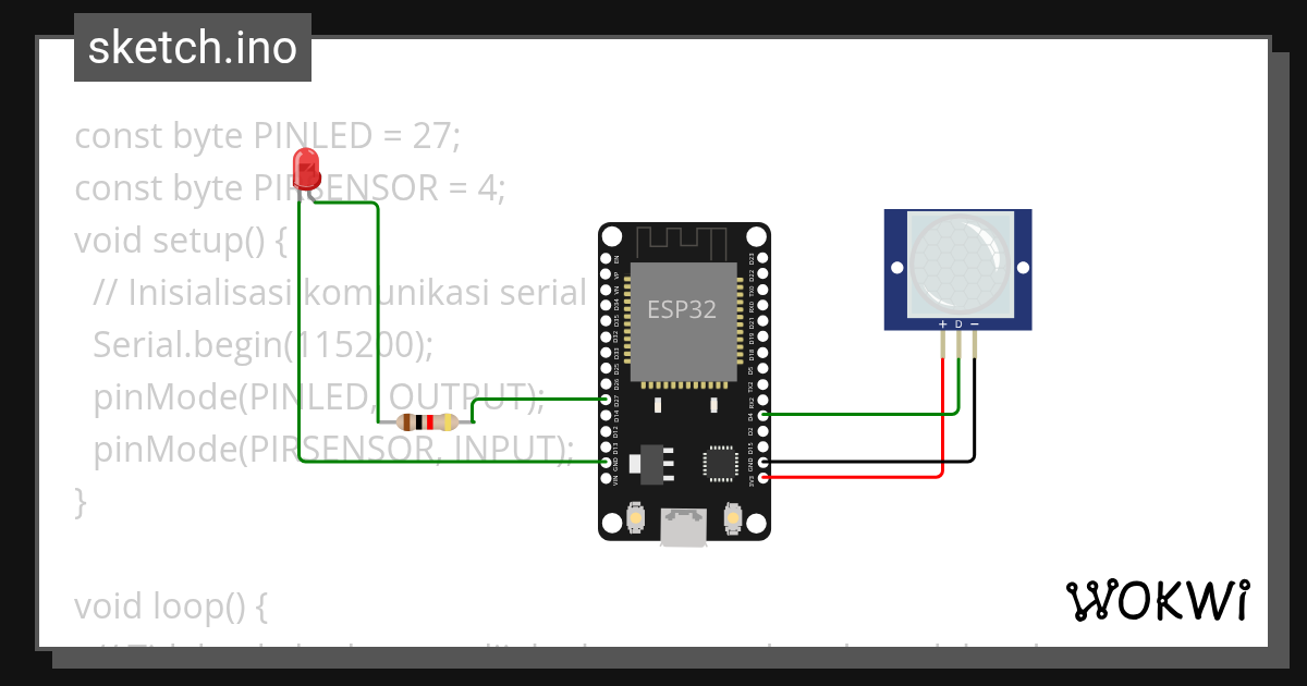 Pir Motion Sesnor Suara Wokwi Esp32 Stm32 Arduino Simulator 0585