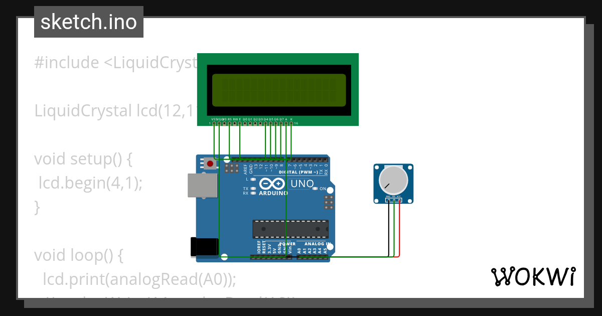 lcd with potentiometer - Wokwi ESP32, STM32, Arduino Simulator