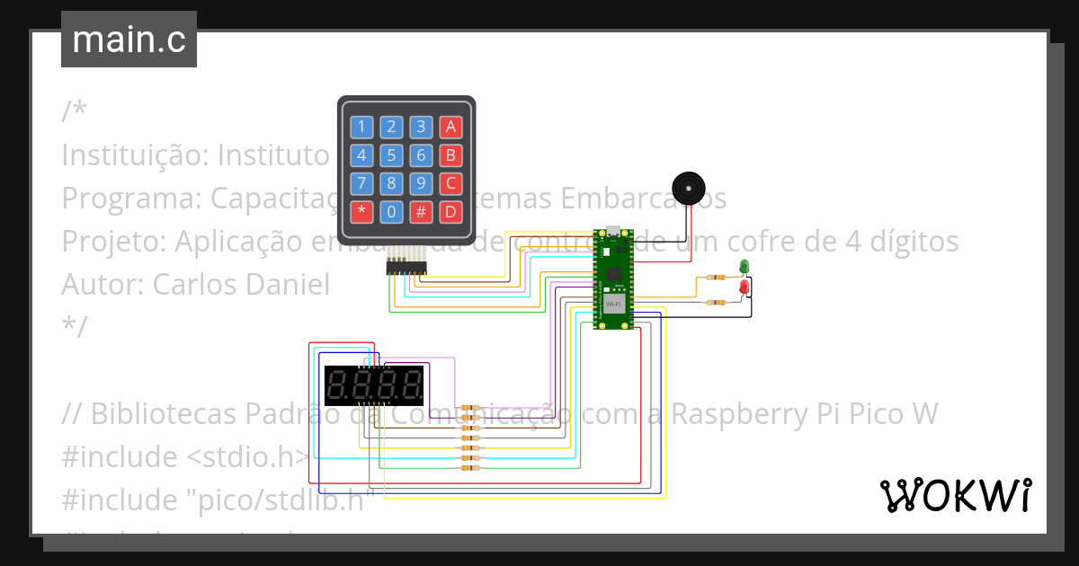 Cofre de 4 Dígitos - Wokwi ESP32, STM32, Arduino Simulator