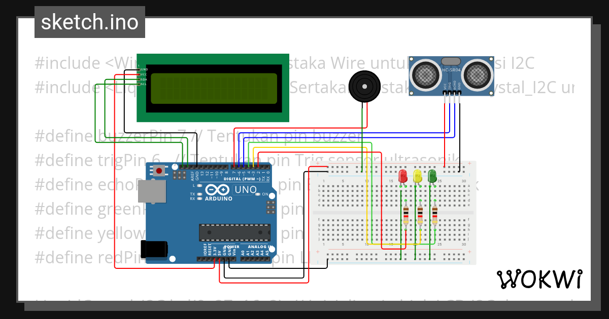 sensor parkiran mobil - Wokwi ESP32, STM32, Arduino Simulator