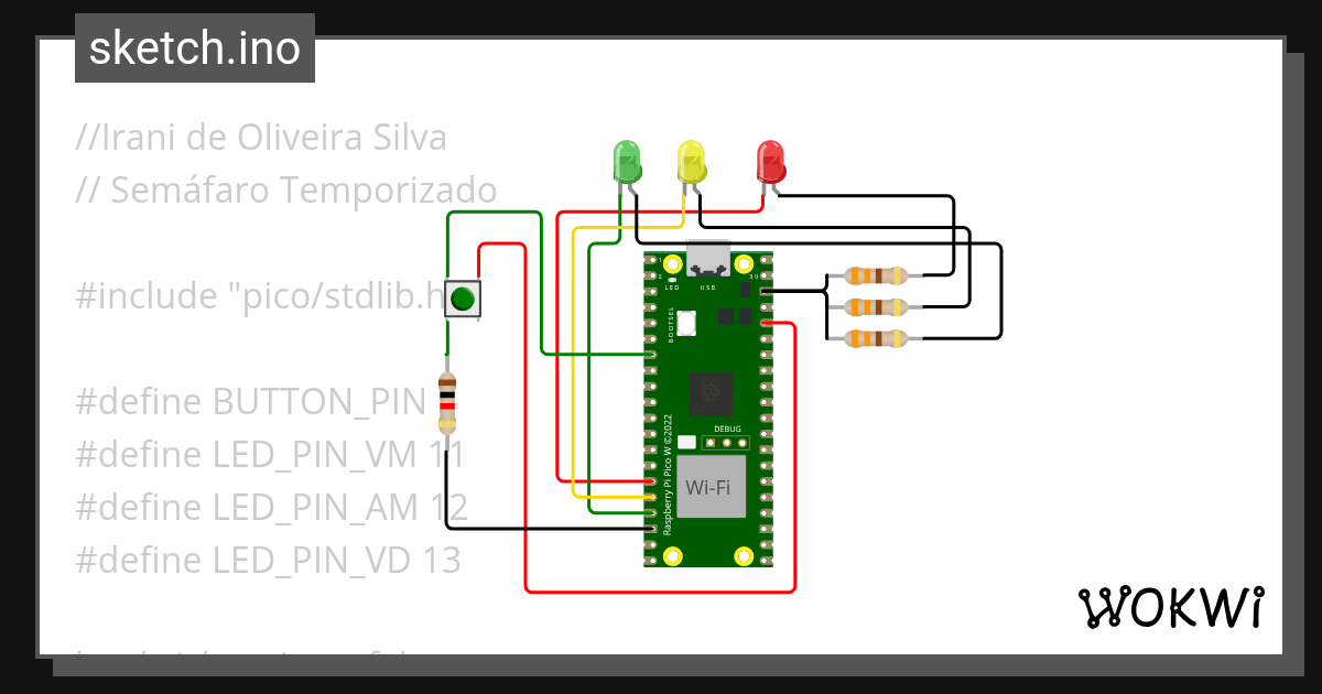 SEMAFORO TEMPORIZADO - Wokwi ESP32, STM32, Arduino Simulator