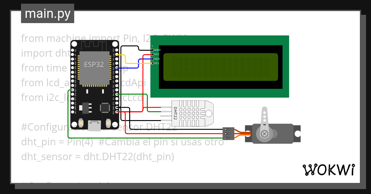 07.1-ESP-DHT22-LCD - Wokwi ESP32, STM32, Arduino Simulator