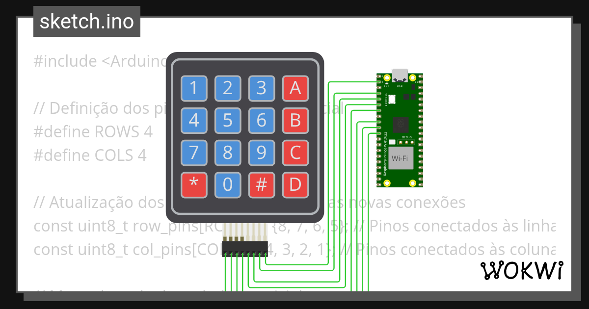 Teclado cod_Arduino - Wokwi ESP32, STM32, Arduino Simulator
