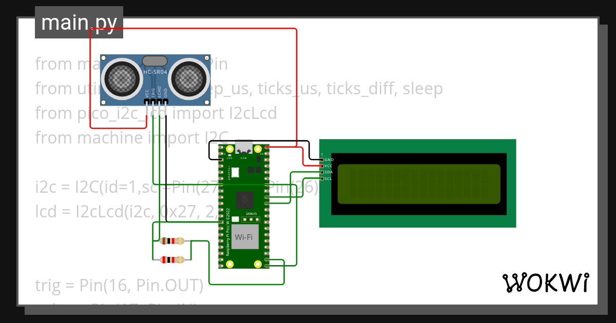 04_PICO_LCD_Ultrasonico_MOR - Wokwi ESP32, STM32, Arduino Simulator