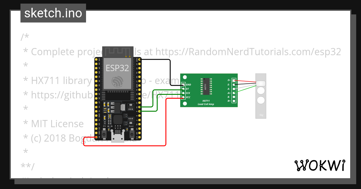 Test hx711 - Wokwi ESP32, STM32, Arduino Simulator
