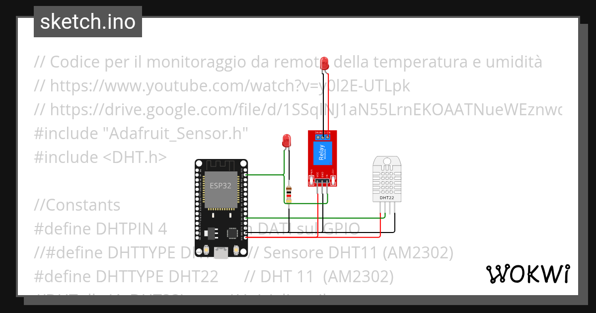 ESP32 Course 2024 - Lecture 1B - Thermostat - LED e DHT22 - Wokwi ESP32, STM32, Arduino Simulator
