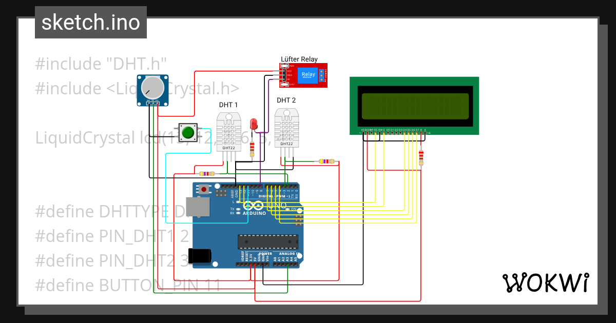 Arduino mit zwei DHT22 - Wokwi ESP32, STM32, Arduino Simulator