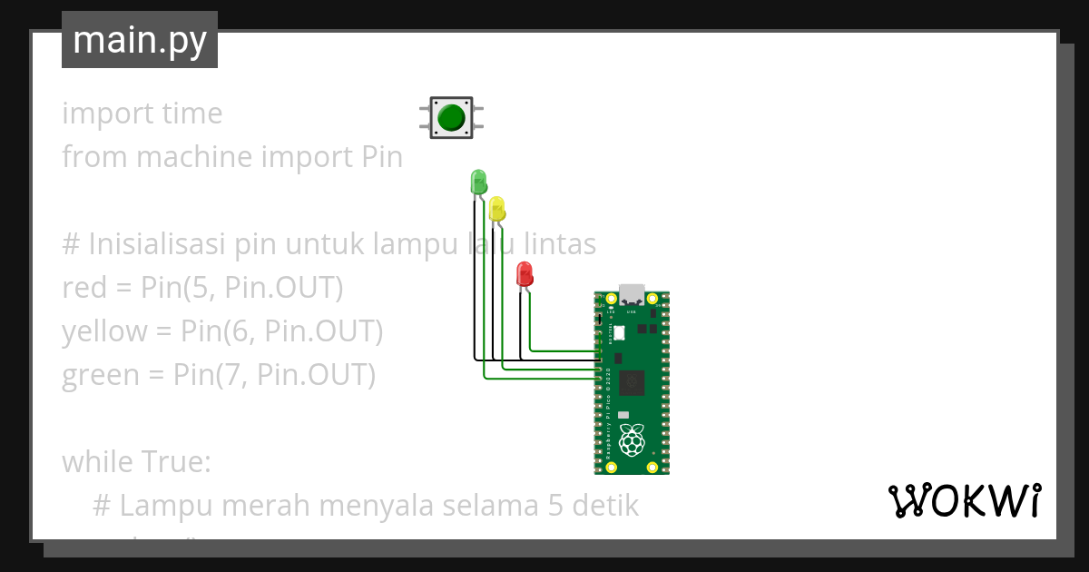 Lampu lalu lintas Phyton Wenda Rian Faizin (34) - Wokwi ESP32, STM32, Arduino Simulator
