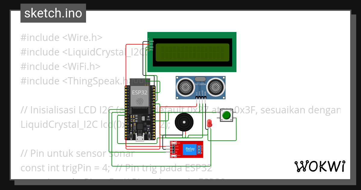 Sensor Gabungan Thingspek - Wokwi ESP32, STM32, Arduino Simulator