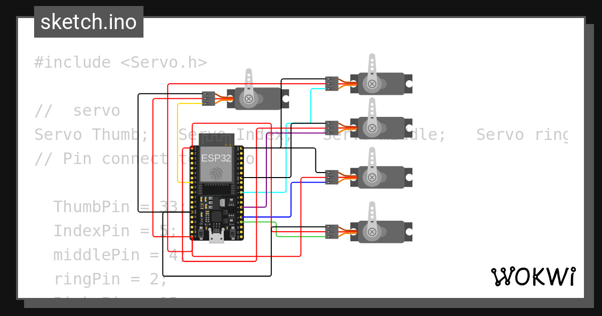 Test Coding For Robot Handv2 Wokwi Esp32 Stm32 Arduino Simulator