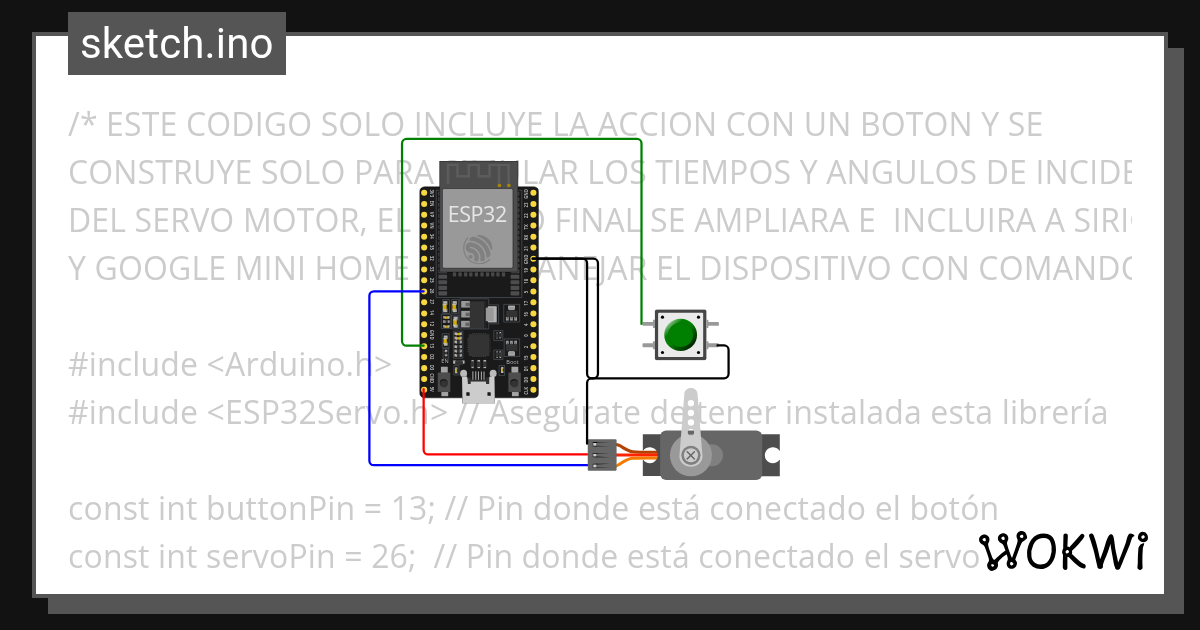 BotonServoEsp32 Invertido - Wokwi ESP32, STM32, Arduino Simulator