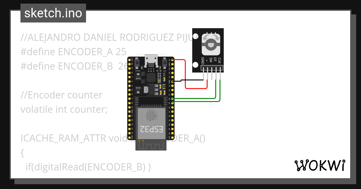 E_ENCODER INTERRUPCIONES - Wokwi ESP32, STM32, Arduino Simulator