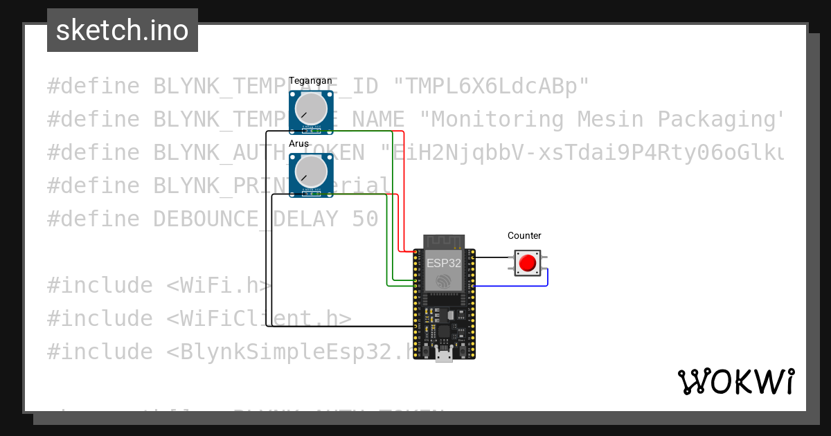 Monitoring Efisiensi Daya Mesin Packaging Copy Debounce Wokwi Esp32