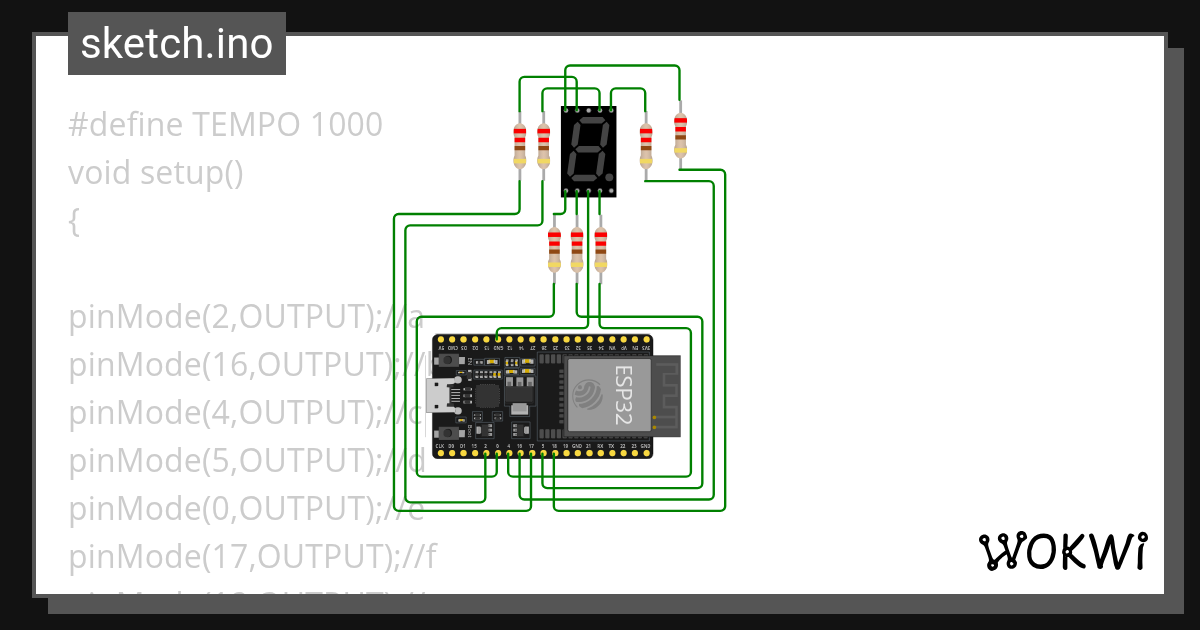 7SEGMENTOS COM ESP32 - Wokwi ESP32, STM32, Arduino Simulator