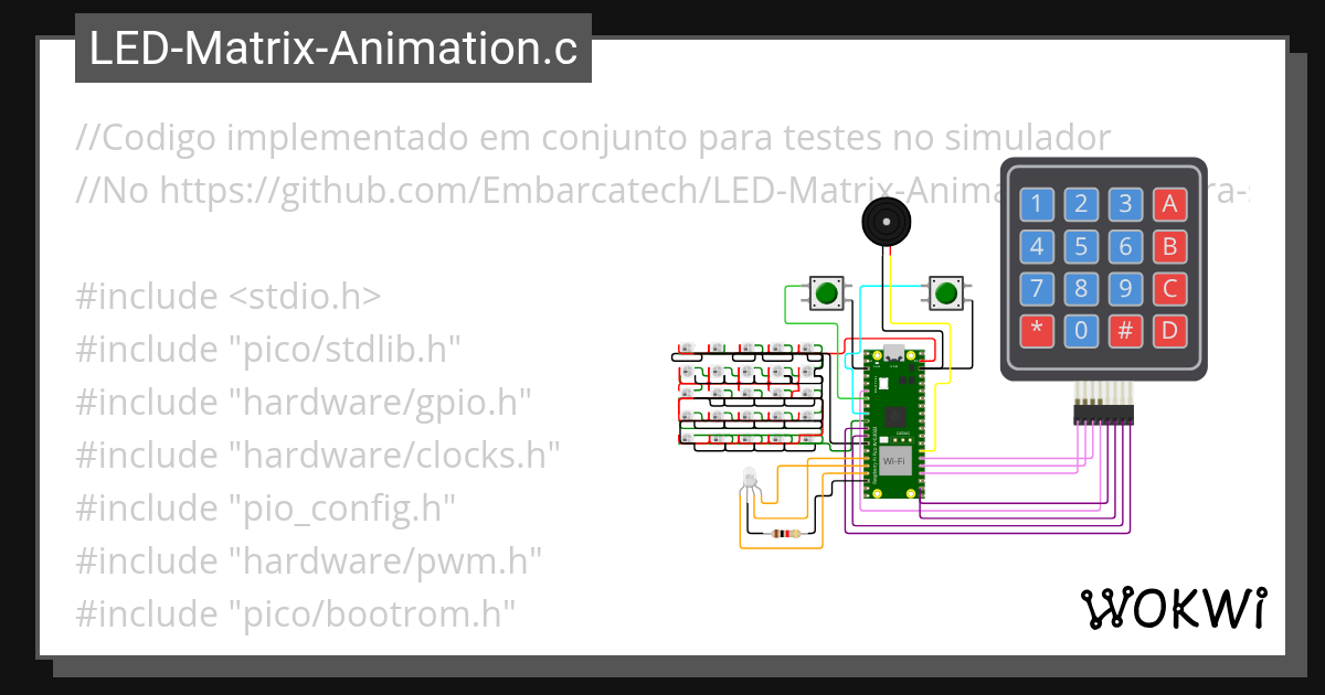 LED-Matrix-Animation RP2040 24bits - Wokwi ESP32, STM32, Arduino Simulator