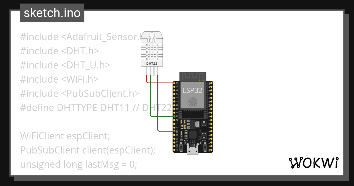 MQTT PUBLISH TEMPERATURA & LED - Wokwi ESP32, STM32, Arduino Simulator
