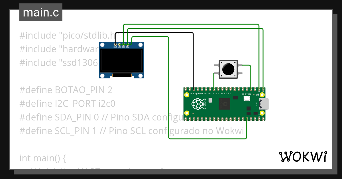 Exemplo OLED I2C Copy - Wokwi ESP32, STM32, Arduino Simulator Exemplo OLED I2C Copy - Wokwi ESP32, STM32, Arduino Simulator