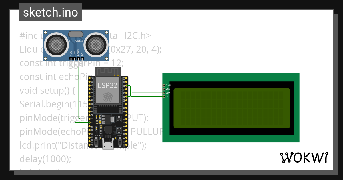 ultrasonic sensor - Wokwi ESP32, STM32, Arduino Simulator