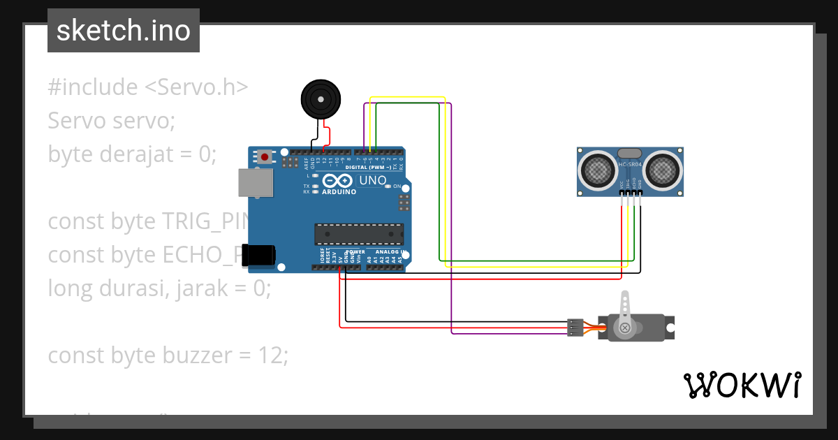 Proyek Radar Sederhana - Wokwi ESP32, STM32, Arduino Simulator