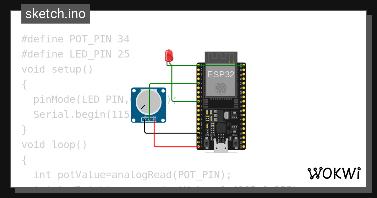 Potentiometer Wokwi Esp32 Stm32 Arduino Simulator 7372