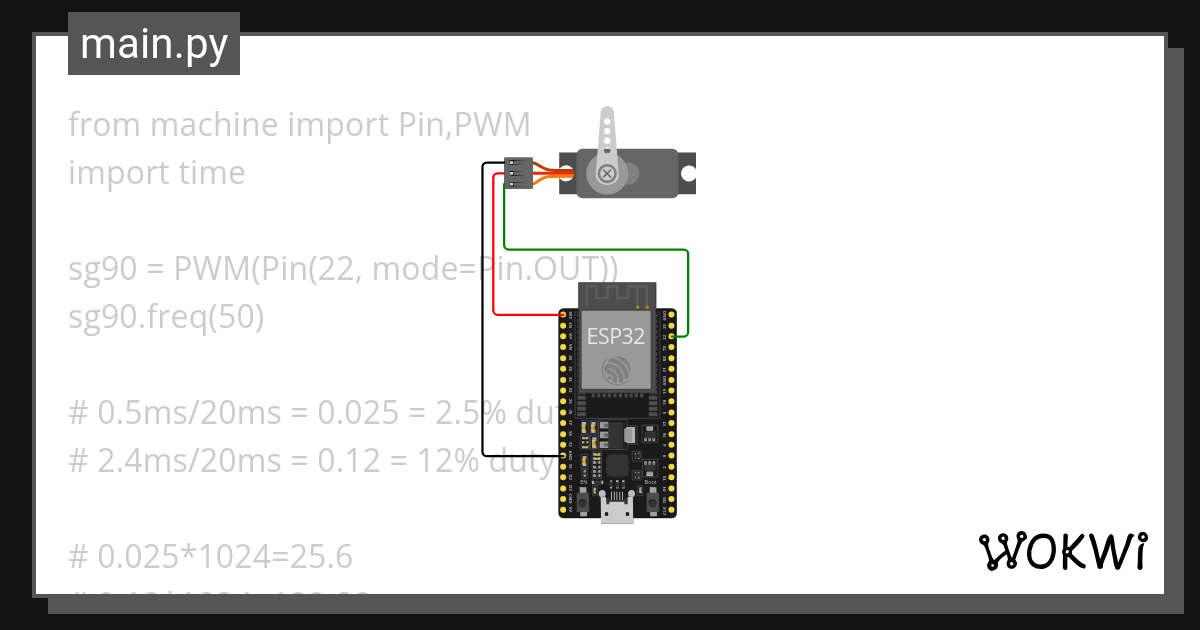 phyton servomoteur - Wokwi ESP32, STM32, Arduino Simulator