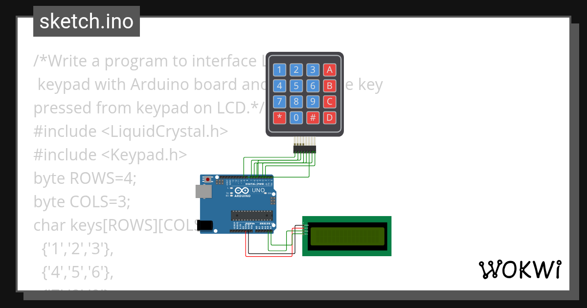 19qlcd And Keypad Wokwi Esp32 Stm32 Arduino Simulator 