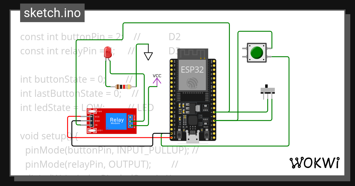 relay-button-led-20250131-6 - Wokwi ESP32, STM32, Arduino Simulator