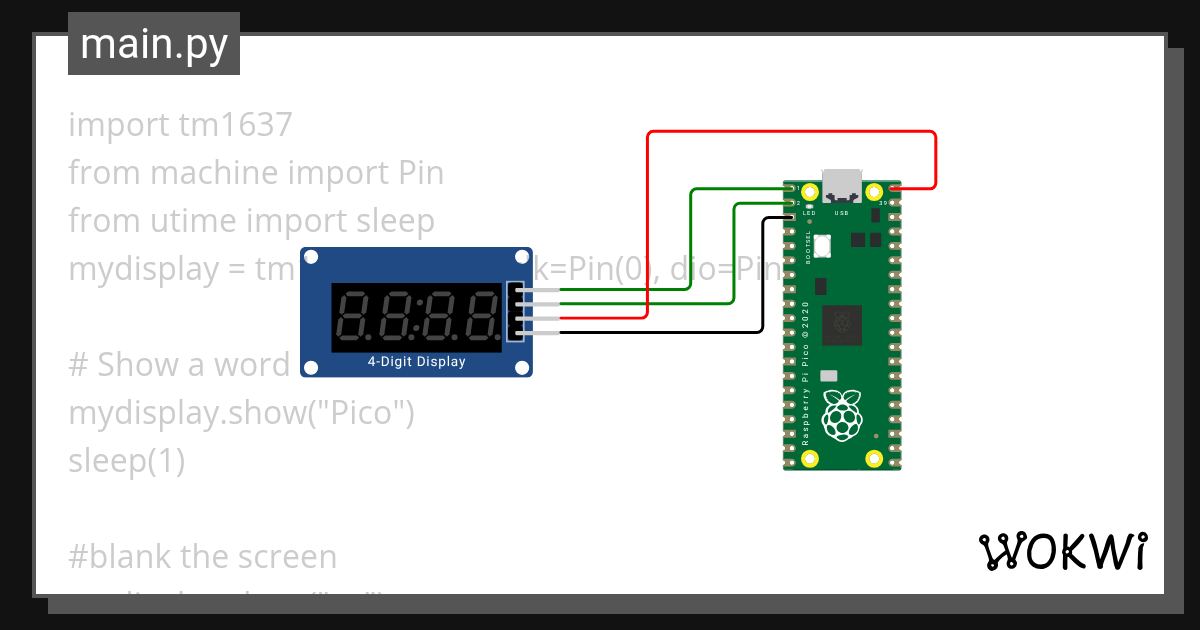 tm1637.py - Wokwi ESP32, STM32, Arduino Simulator