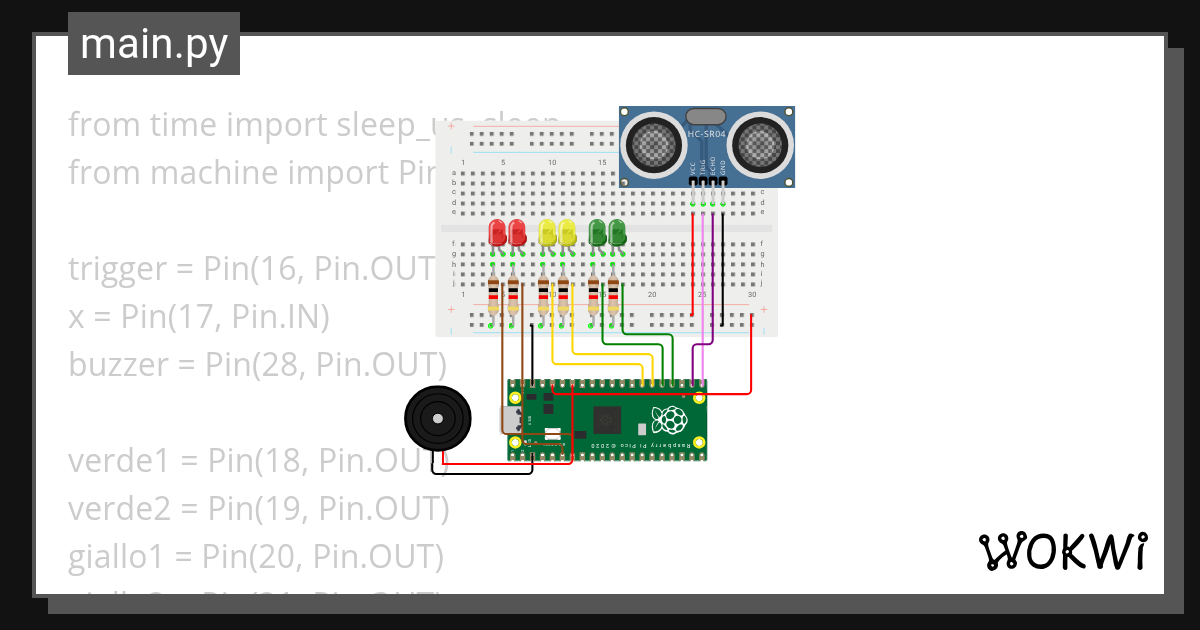 Sistema di parcheggio assistito.4 - Wokwi ESP32, STM32, Arduino Simulator