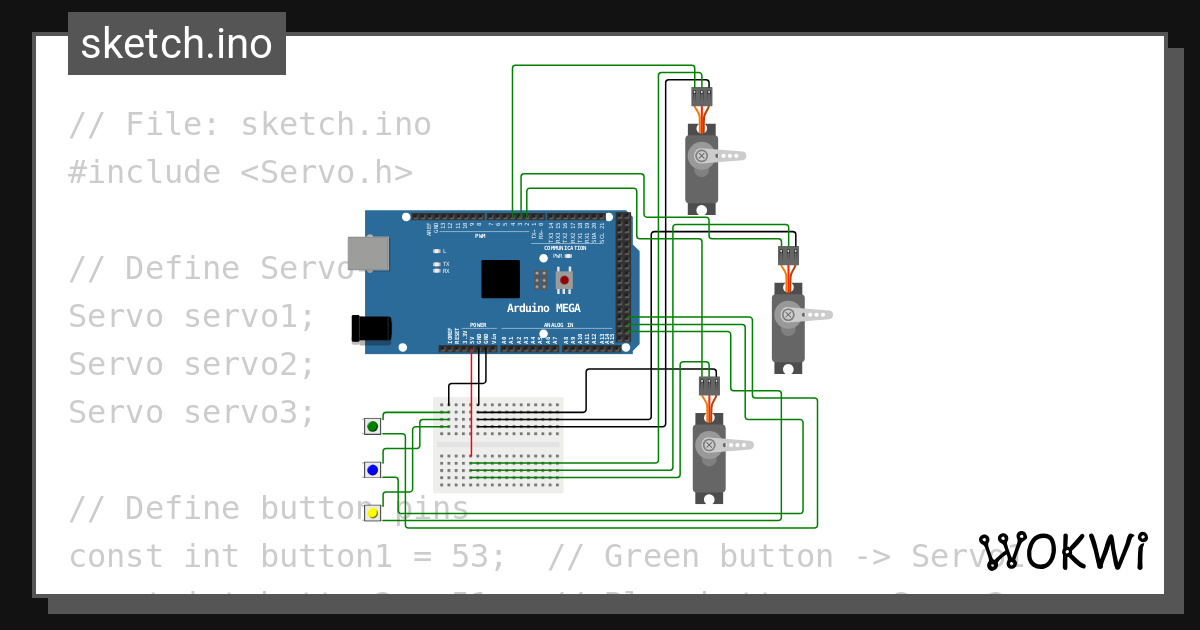 3 Servo 3 Button Wokwi Esp32 Stm32 Arduino Simulator 0226