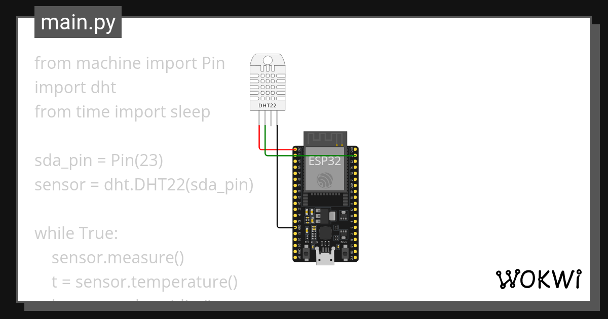 DHT22 ESP32 - Wokwi ESP32, STM32, Arduino Simulator