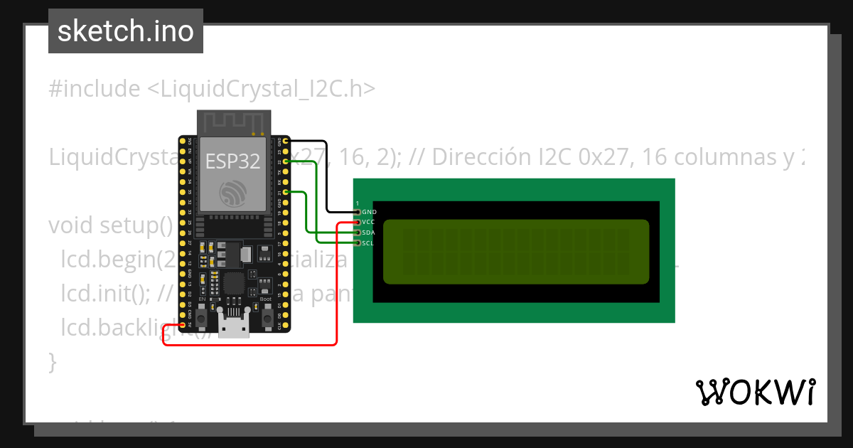 actividad 2 lcd - Wokwi ESP32, STM32, Arduino Simulator