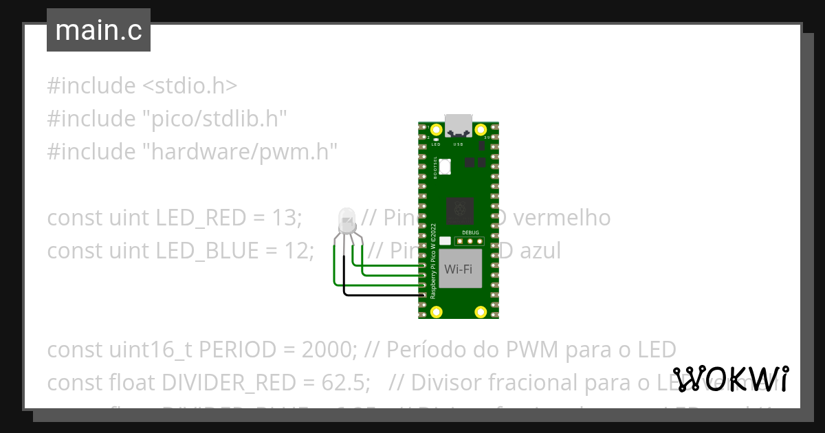 T2-Q5-Blink com RGB - PWM - Wokwi ESP32, STM32, Arduino Simulator