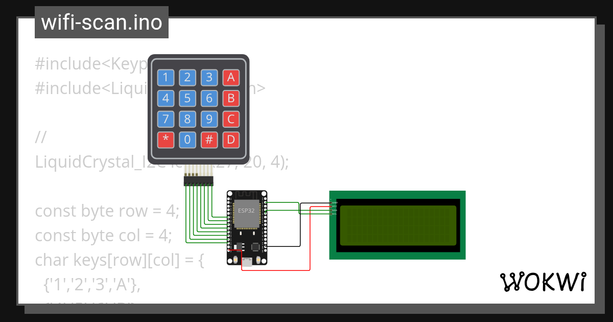 ESP32 with LCD 20X4 I2C and Keypad 4x4 Copy (3) - Wokwi ESP32, STM32 ...