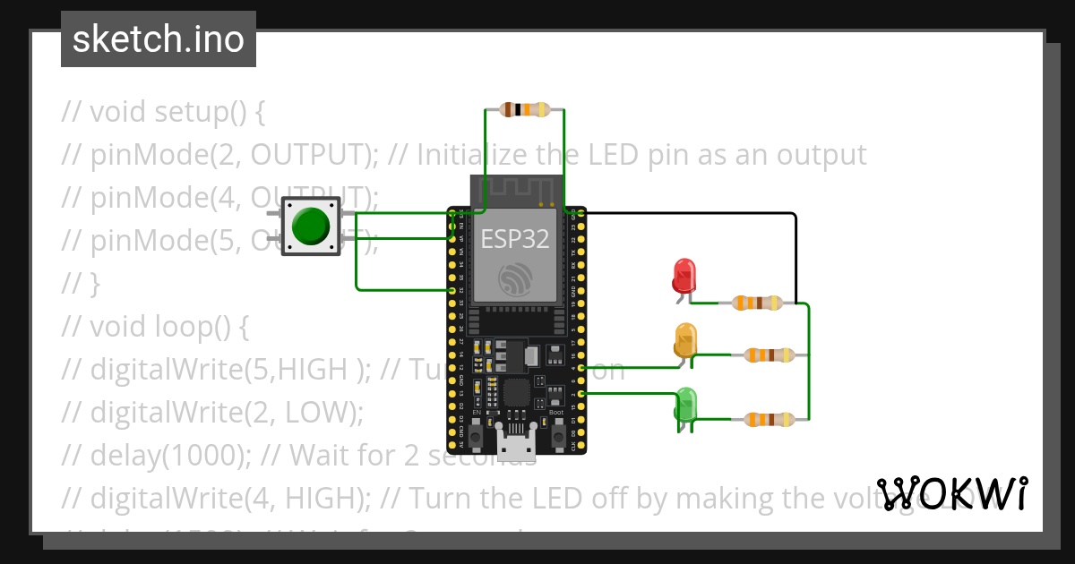 traffic lights - Wokwi ESP32, STM32, Arduino Simulator