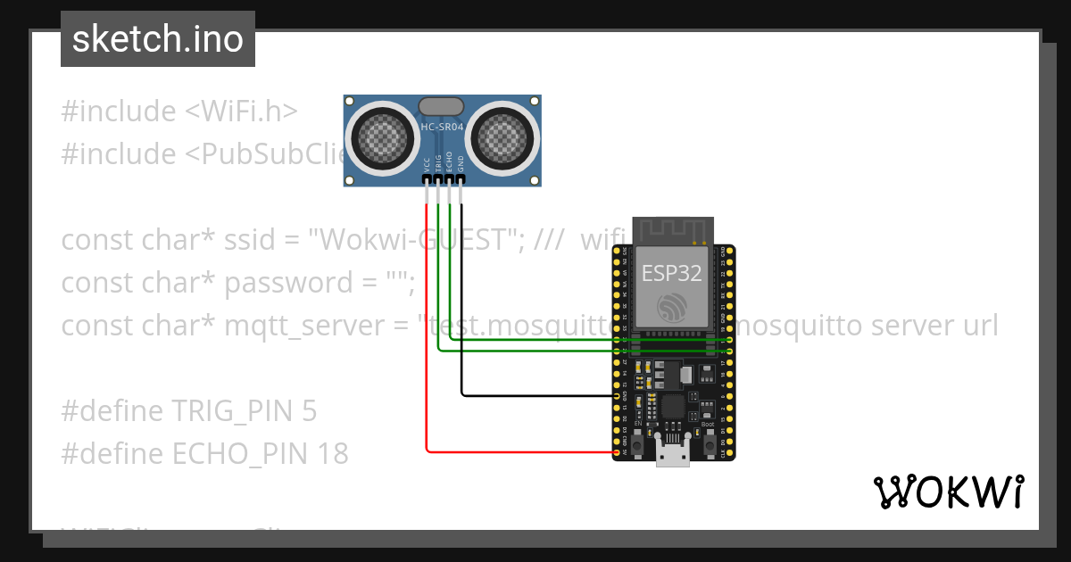 MQTT Ultrasonic - Wokwi ESP32, STM32, Arduino Simulator
