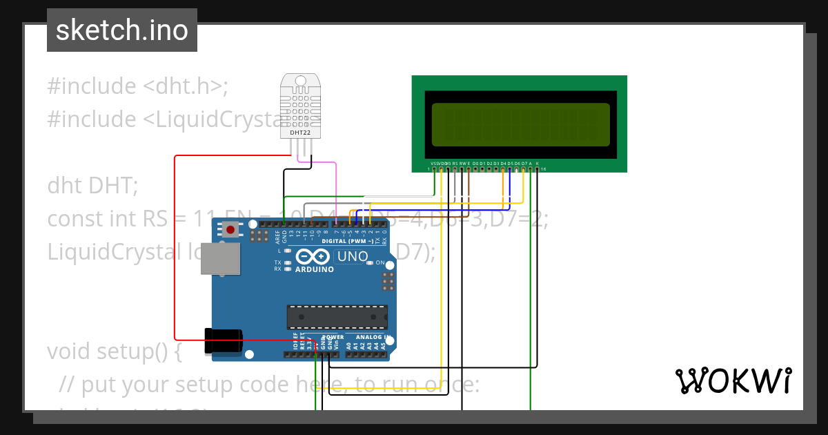 LCD With Humidity And Temperature - Wokwi ESP32, STM32, Arduino Simulator