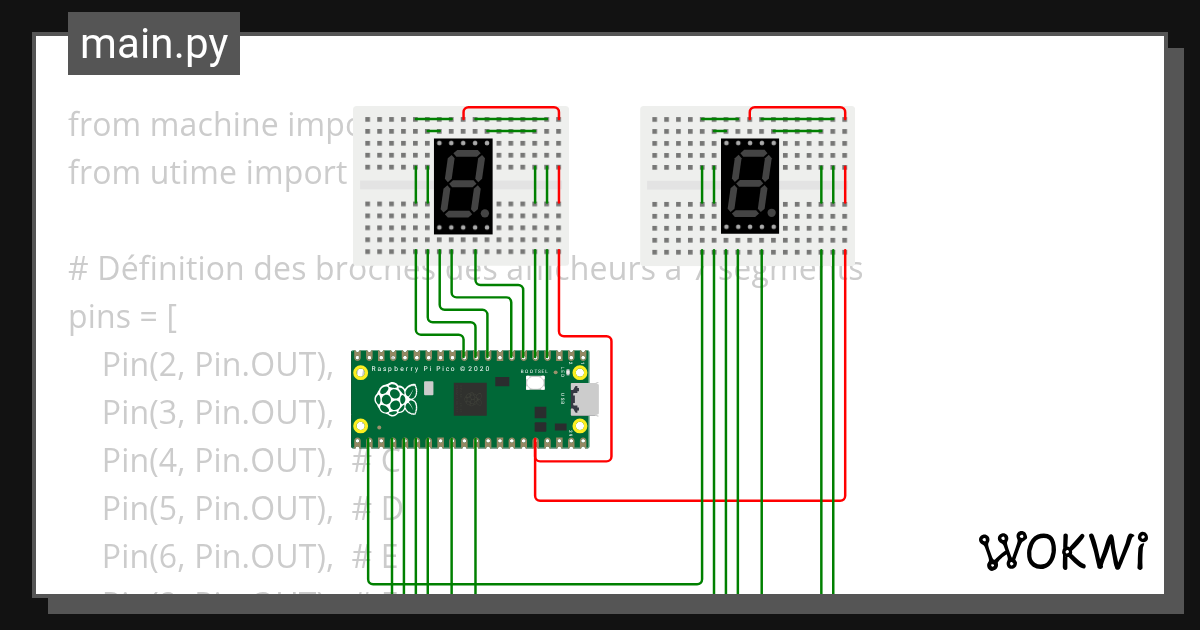 7-Segment Display Counter + Temp. sensor Copy - Wokwi ESP32, STM32, Arduino Simulator