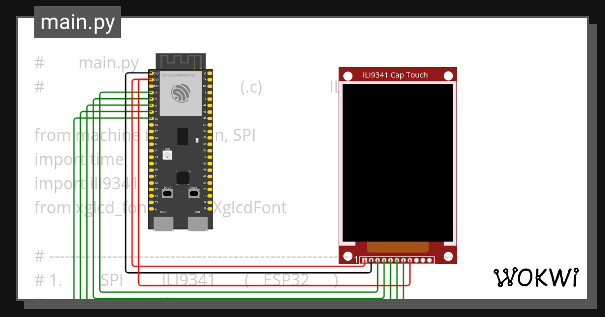Esp32 S3 Ili9341 顯示windging Wokwi Esp32 Stm32 Arduino Simulator 