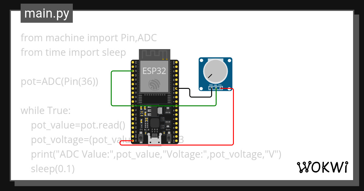 ADC ESP32 - Wokwi ESP32, STM32, Arduino Simulator